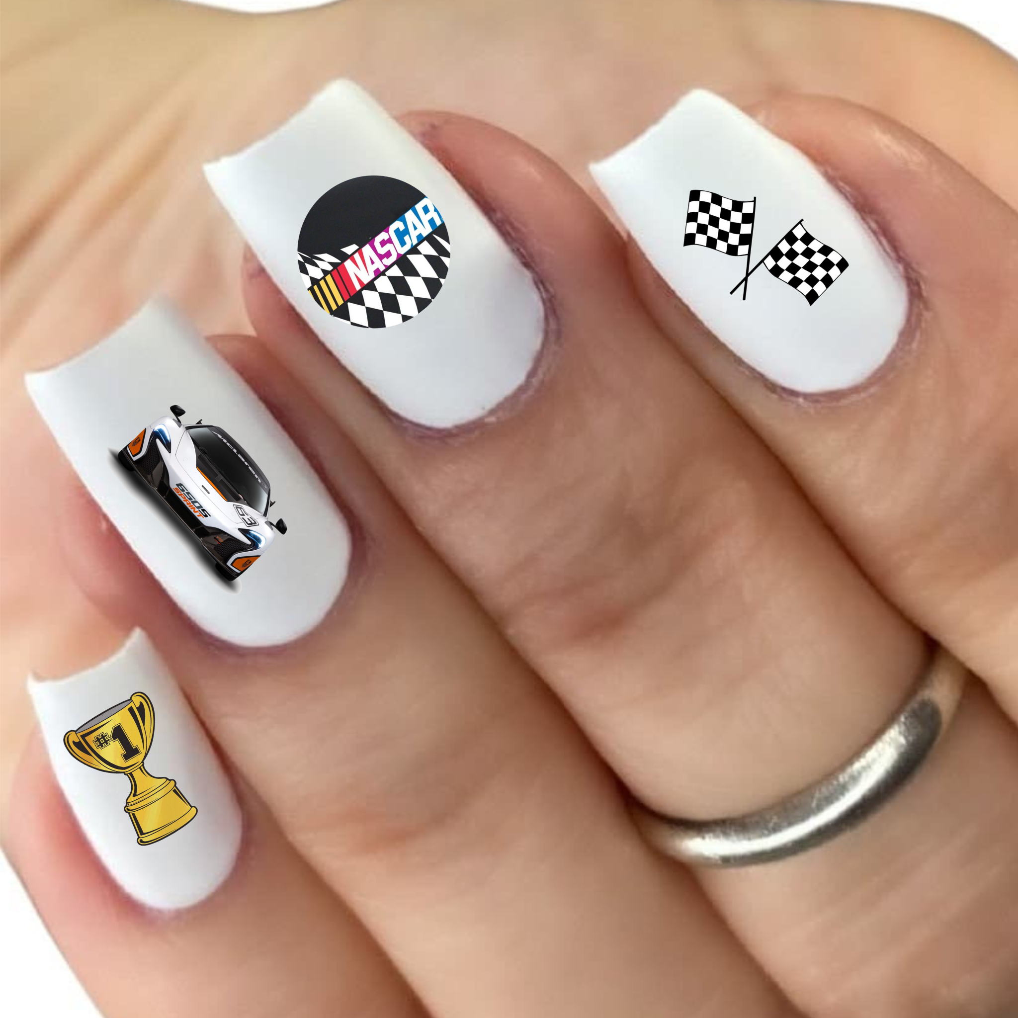 Nascar Racing Race Car Flag Nail Waterslide Stickers Set Of 20 – Nails ...
