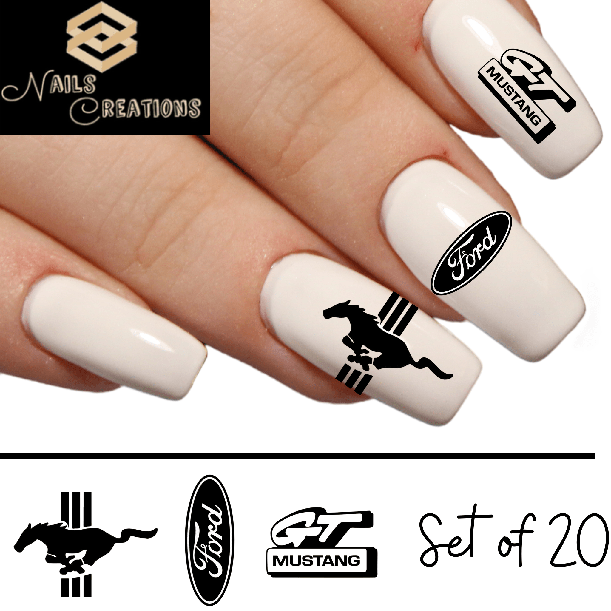 Ford Mustang Assorted Set Nail Decals Stickers Waterslide Nail Art ...