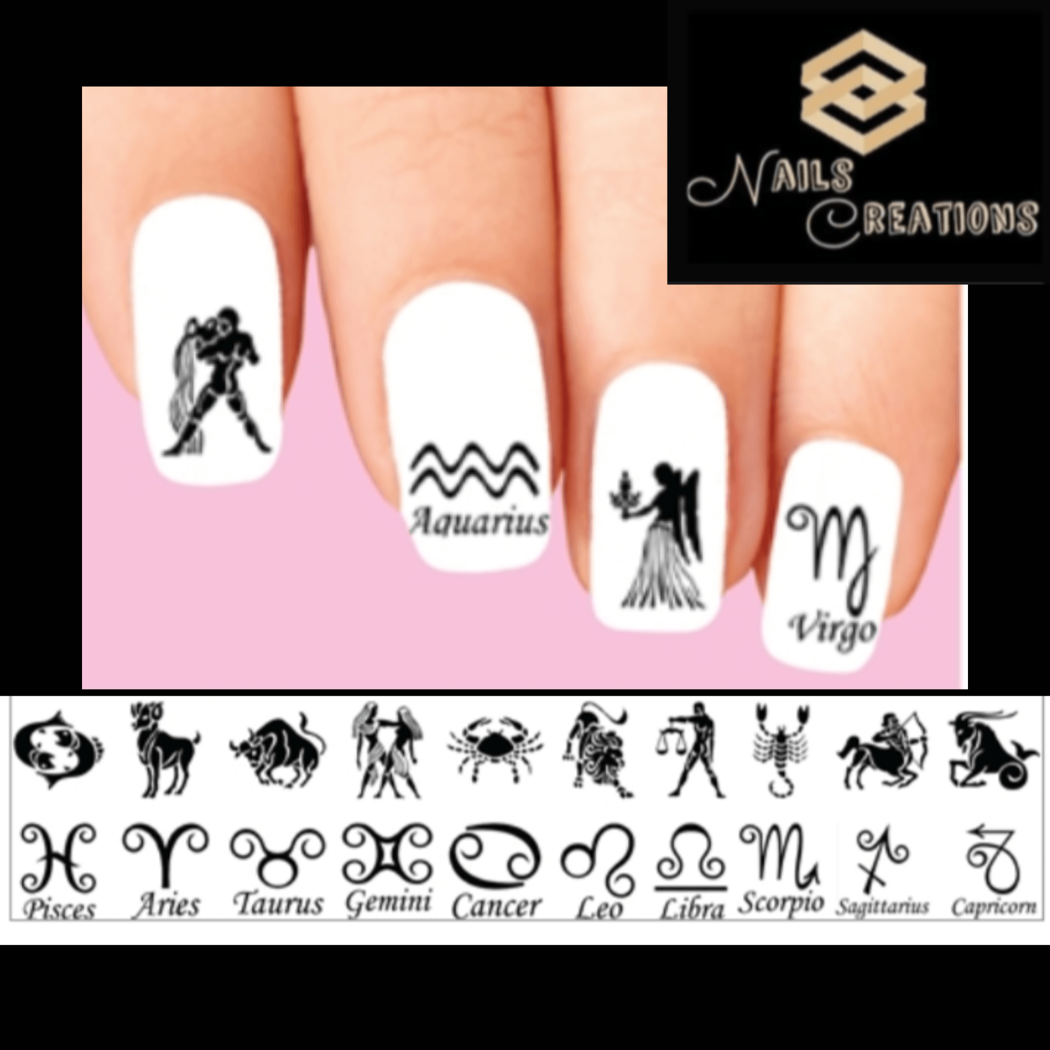 Zodiac Signs Astrology Waterslide Nail Decals Assorted Set of 20 ...